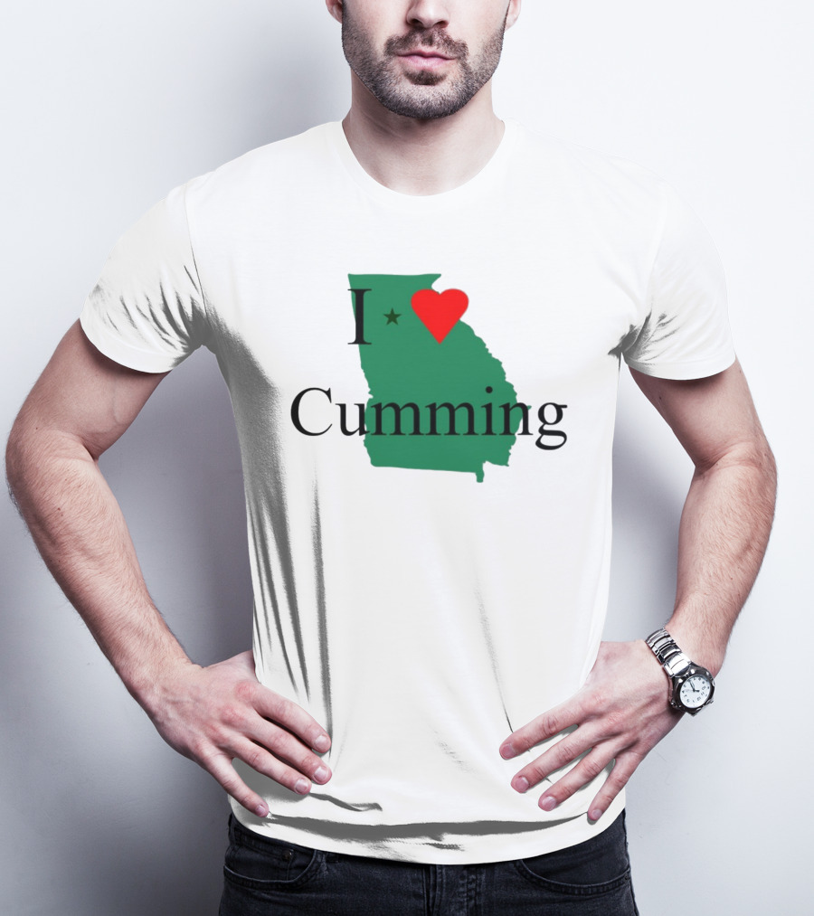 I Love Cumming Georgia Map With Heart And Star T-Shirt