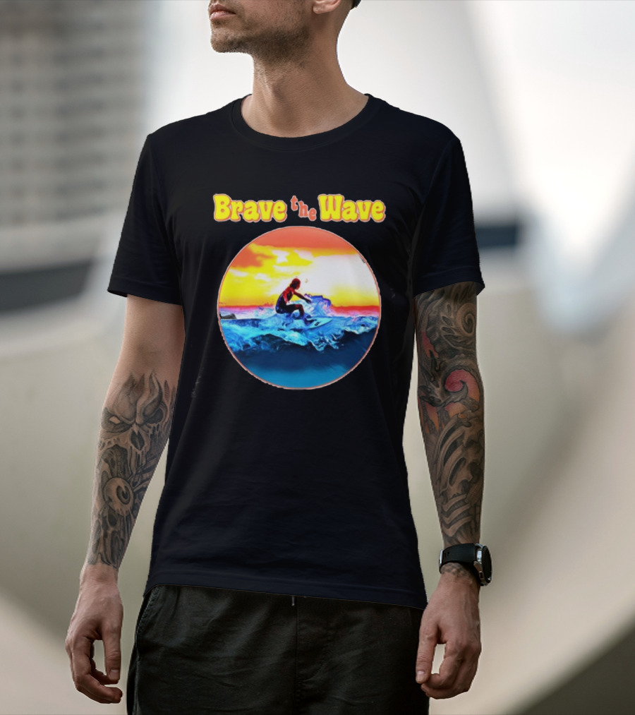 Brave The Wave Surfer At Sunset T-Shirt