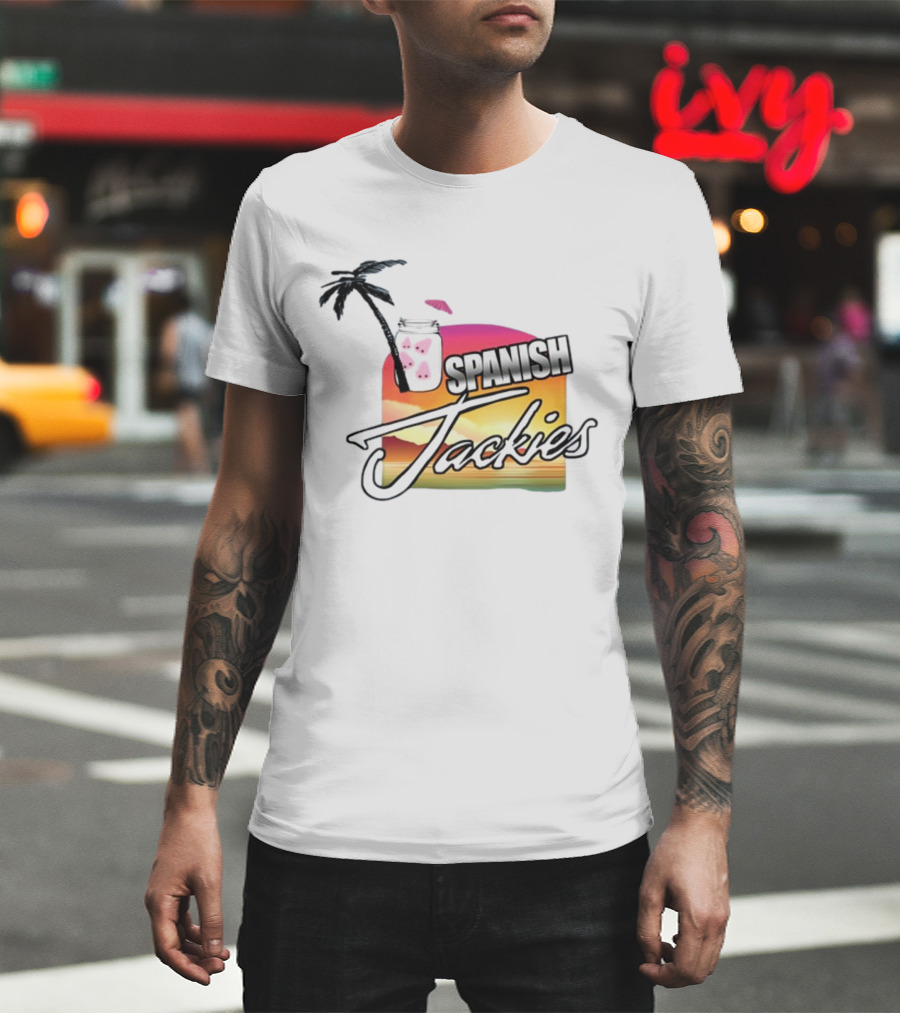 Spanish Jackies Sunset Palm Tree Drink T-Shirt