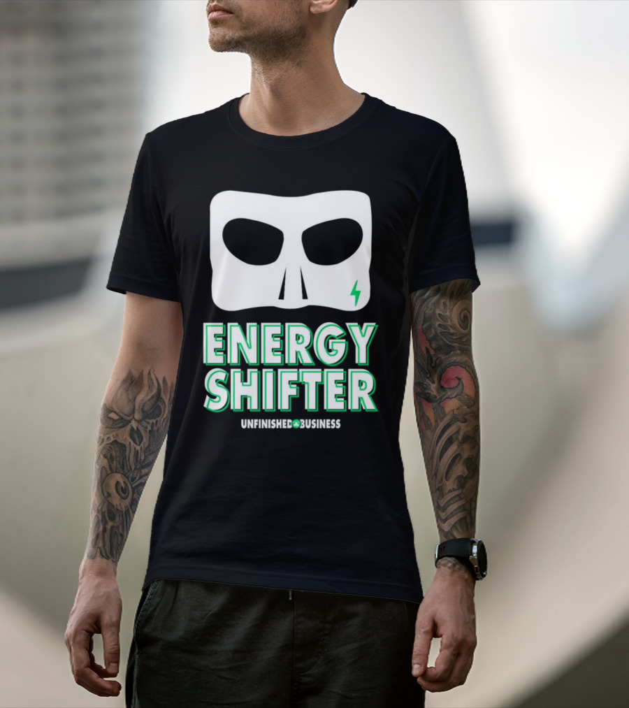 Energy Shifter Unfinished Business Mask With Lightning Bolt T-Shirt