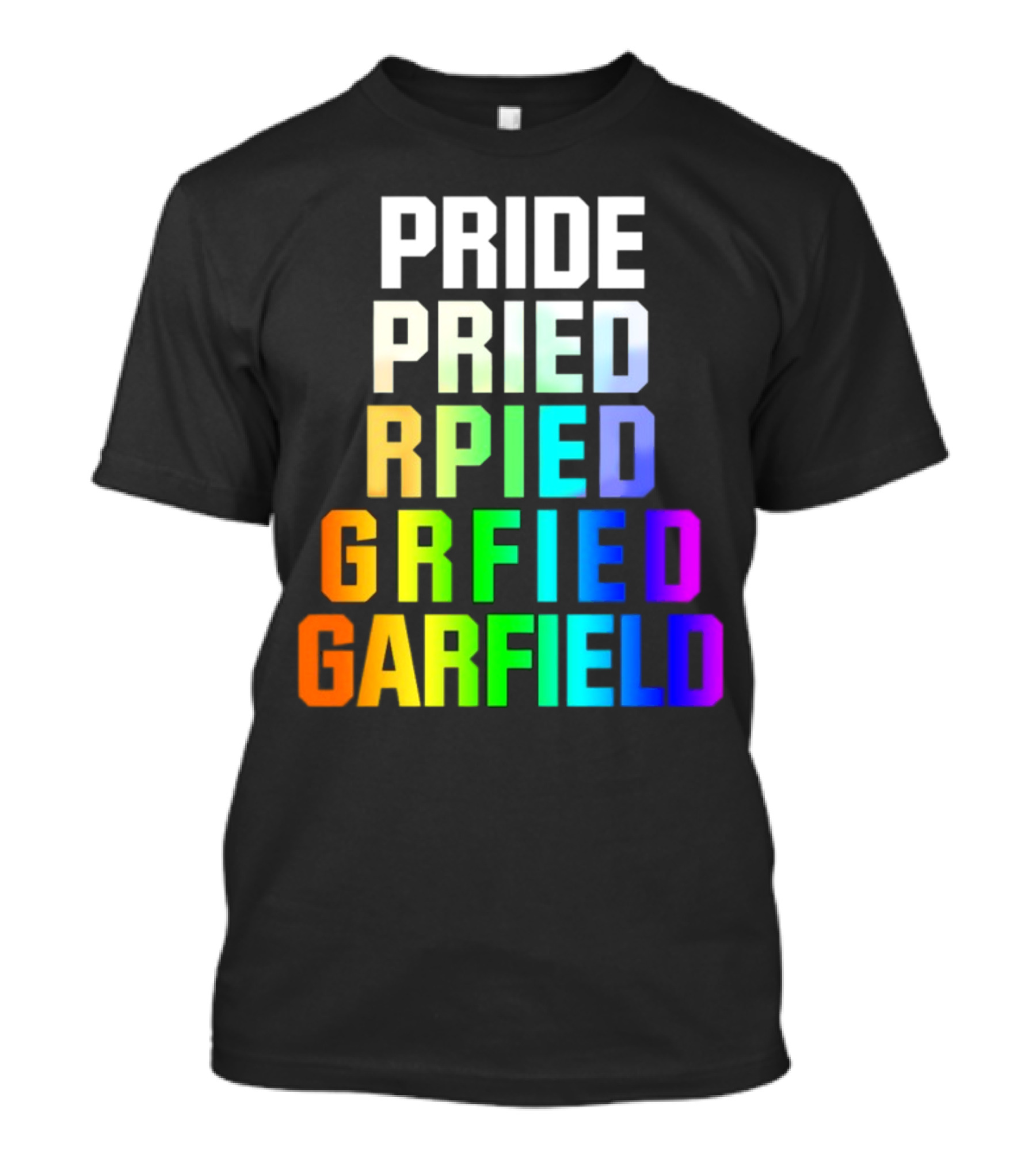 Pride Rainbow Garfield Parody Text Evolution T-Shirt
