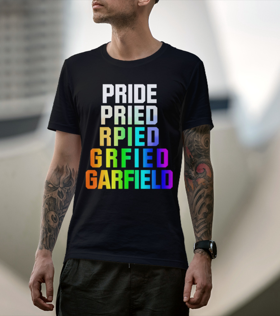 Pride Rainbow Garfield Parody Text Evolution T-Shirt