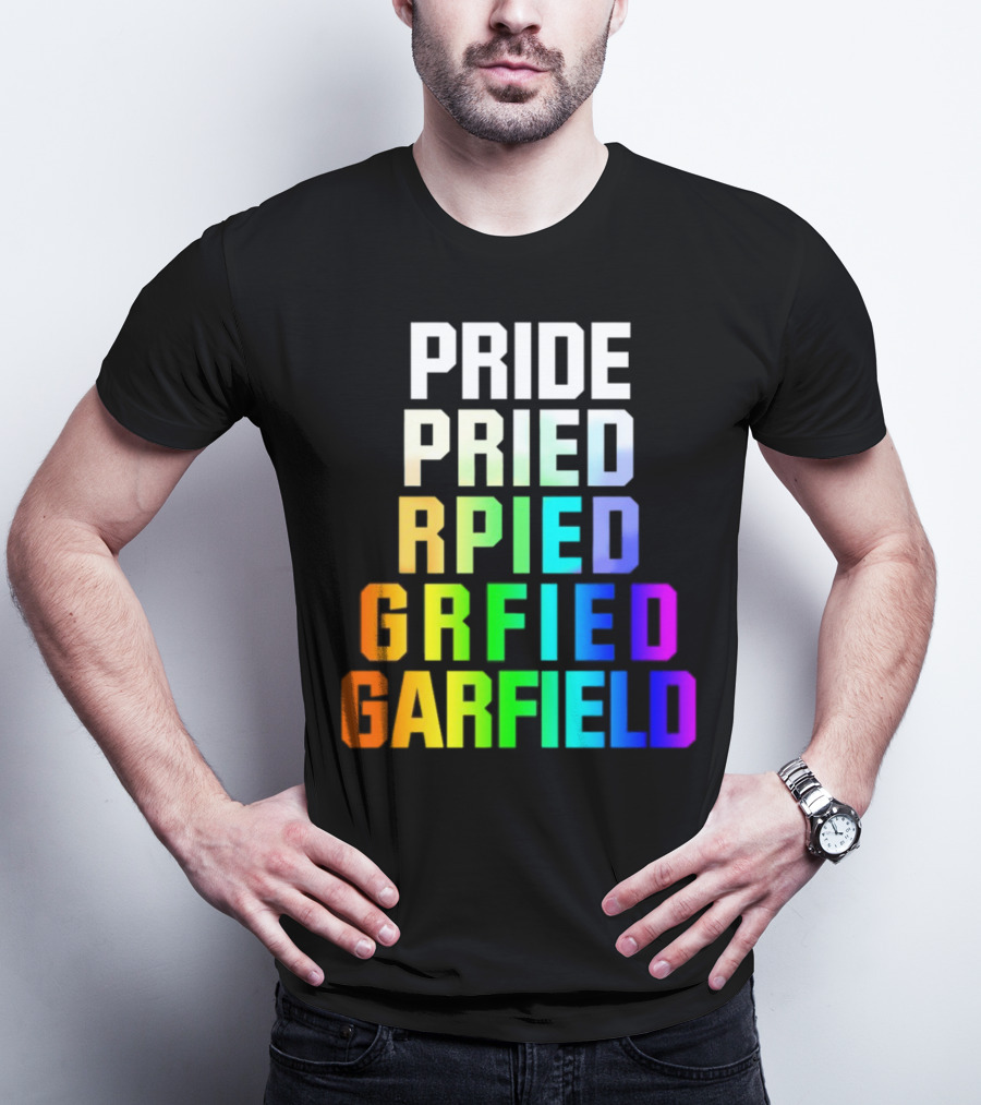 Pride Rainbow Garfield Parody Text Evolution T-Shirt