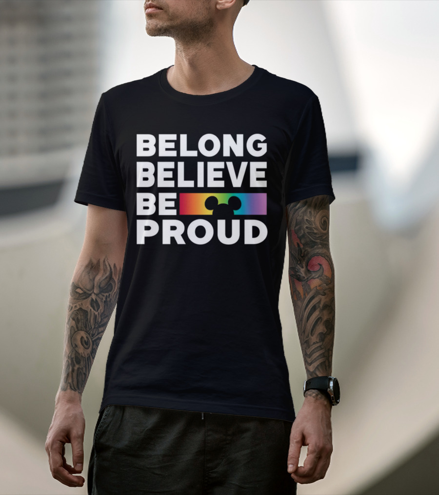 Belong Believe Be Proud Rainbow Mickey T-Shirt
