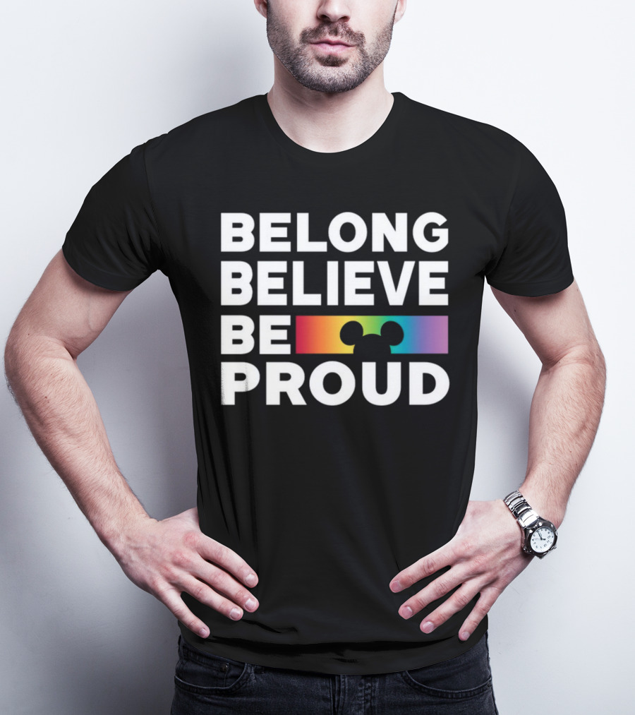 Belong Believe Be Proud Rainbow Mickey T-Shirt