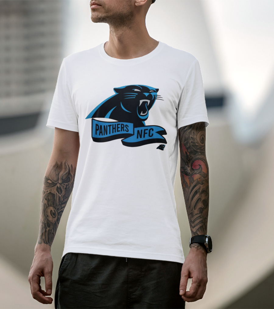 Men's Carolina Panthers New Era Cream Sideline Chrome Logo Panthers NFC T-Shirt