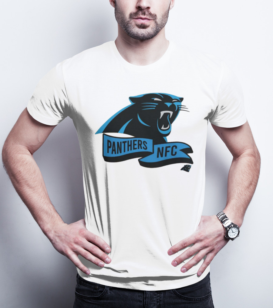 Men's Carolina Panthers New Era Cream Sideline Chrome Logo Panthers NFC T-Shirt