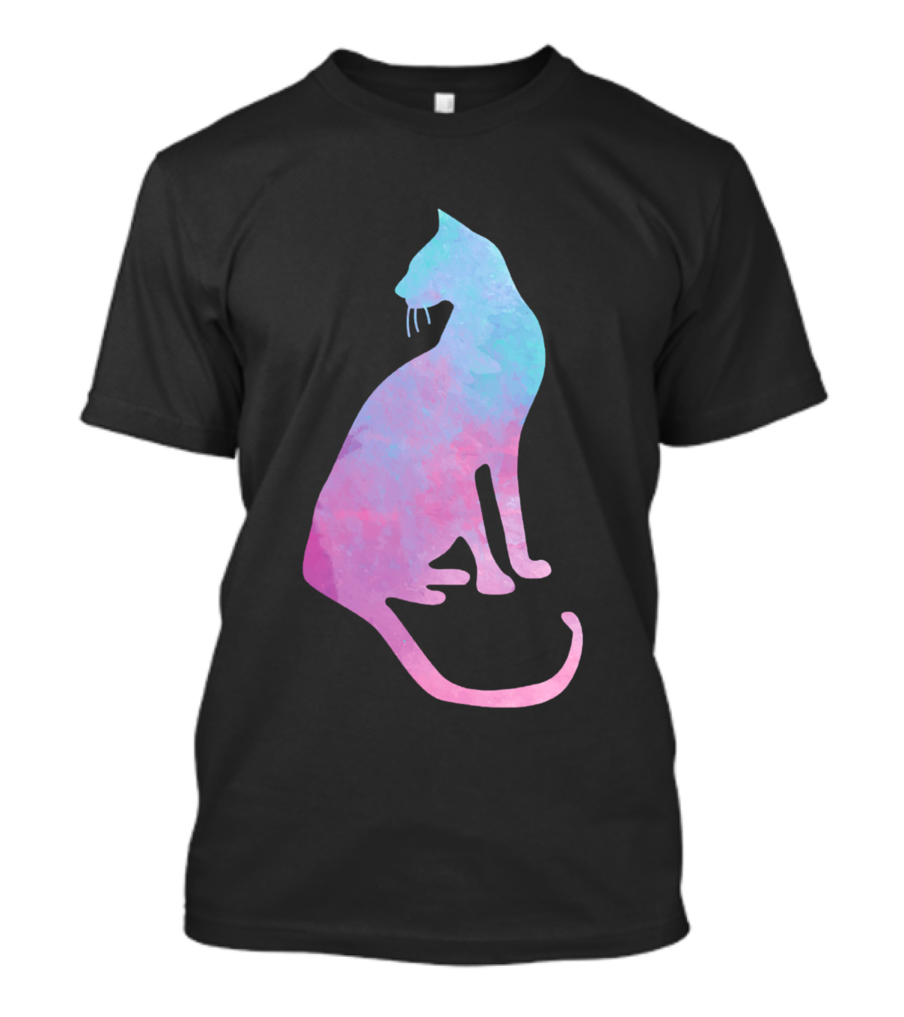 Watercolor Cat Silhouette Pastel Colors T-Shirt