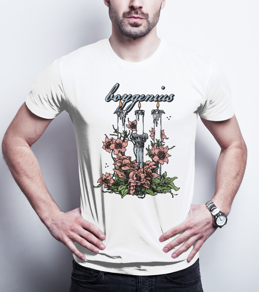 Boygenius Three Candles With Flowers T-Shirt