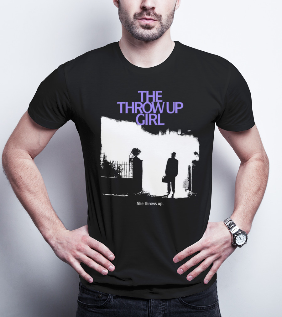 The Throw Up Girl She Throws Up Silhouette Against Gate Background T-Shirt