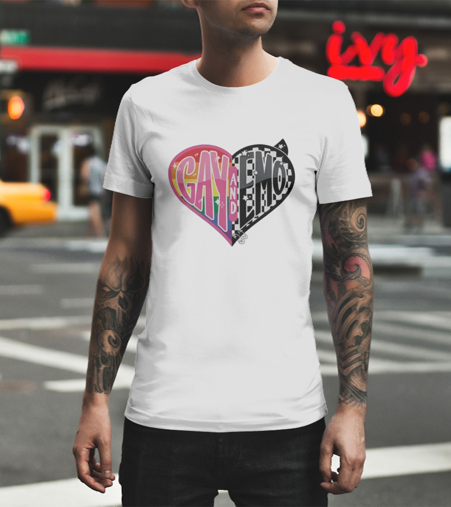 Jessie Paege Gay And Emo Heart Rainbow Checkerboard T-Shirt