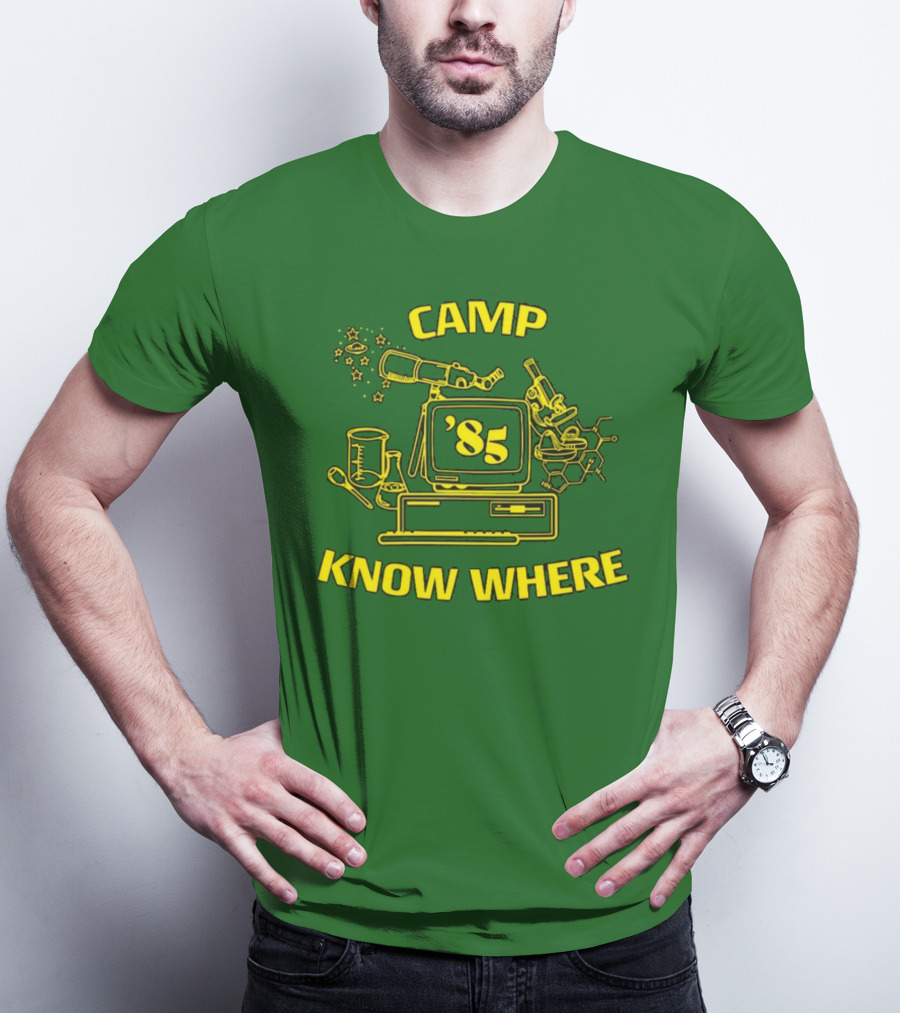Camp Know Where '85 Science Computer Microscope Telescope Chemistry T-Shirt