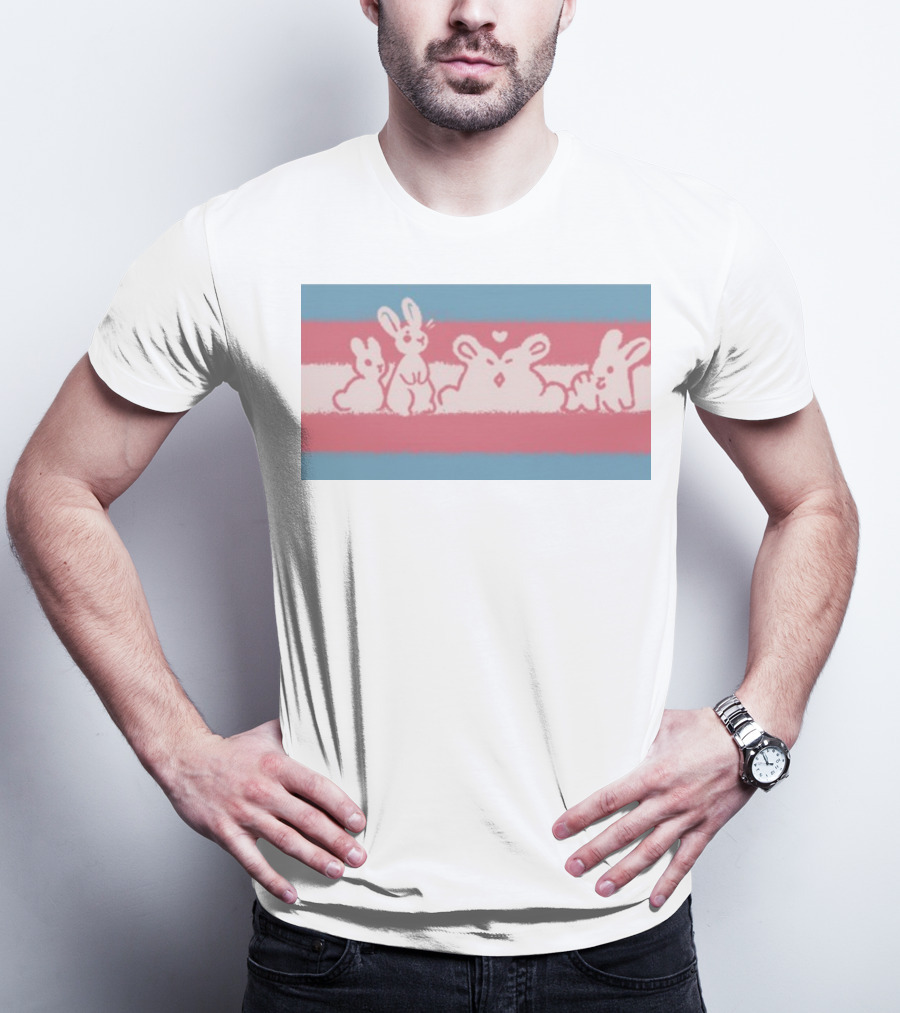 Starsleeps Trans Pride Rabbits On Transgender Flag Background T-Shirt