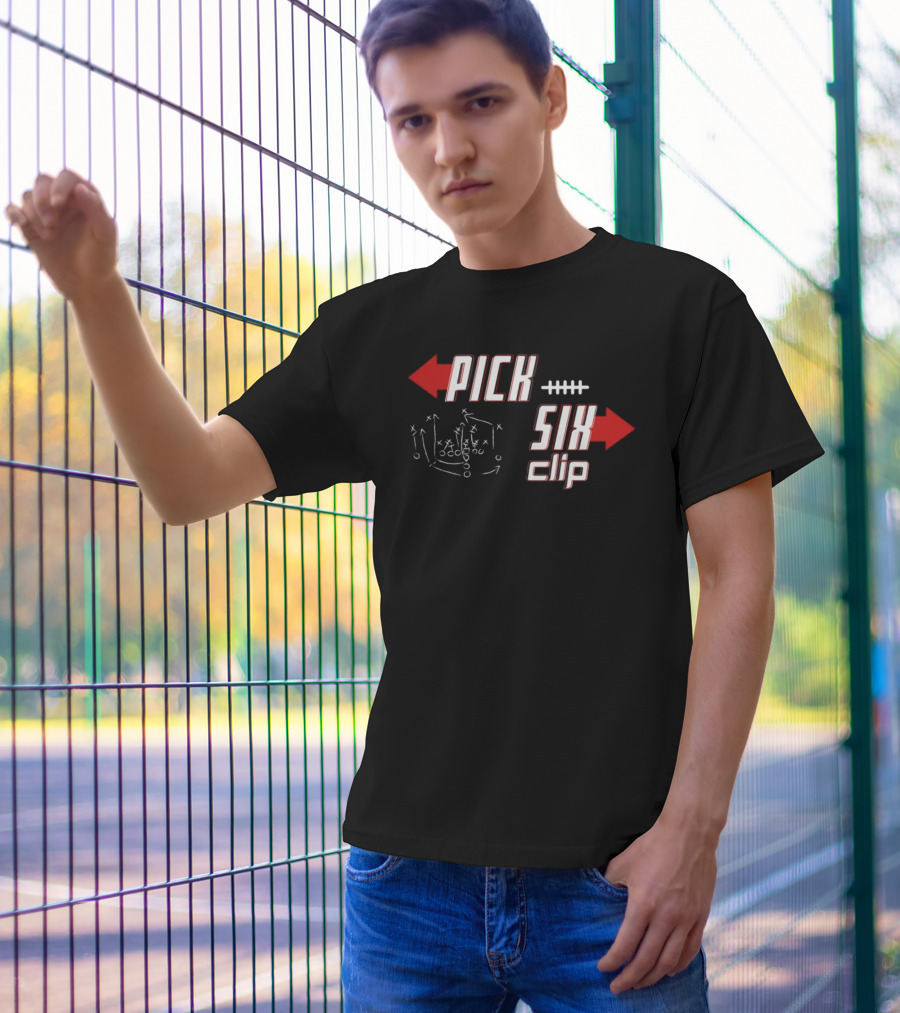 Pick Six Clip Football Play Diagram T-Shirt