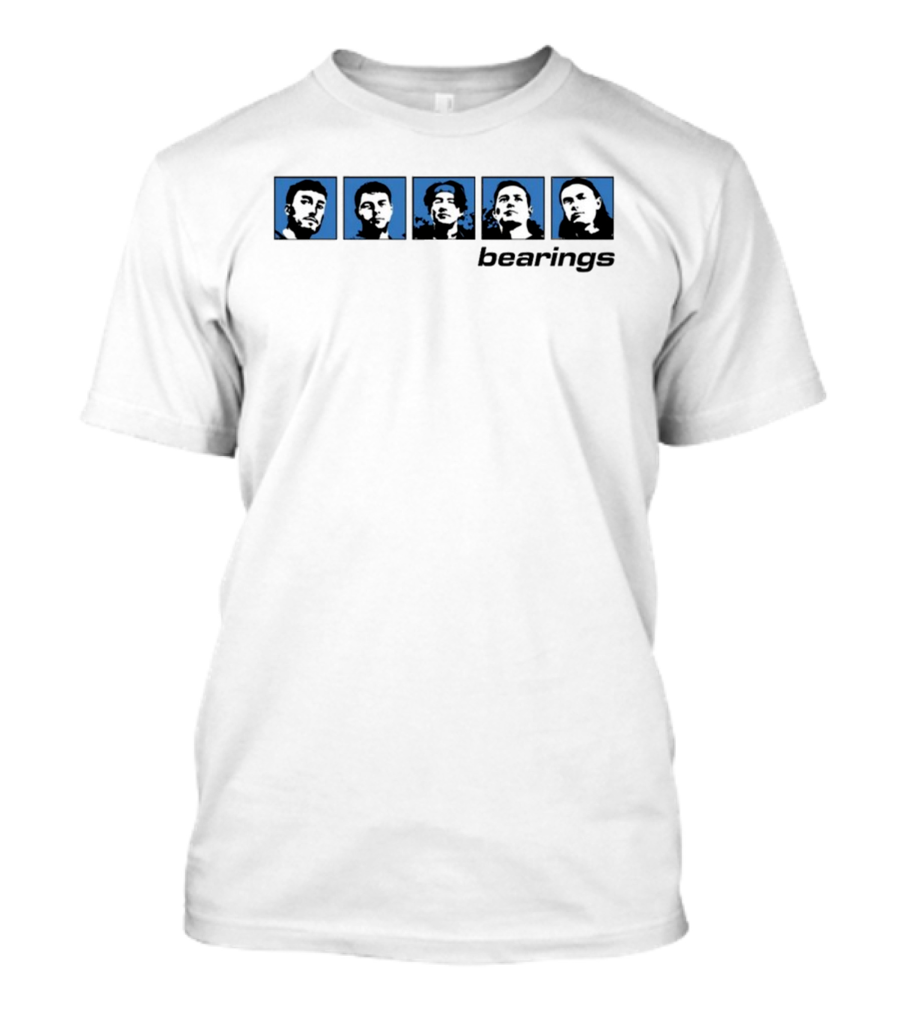 Bearings Band Members Blue Square Portraits T-Shirt