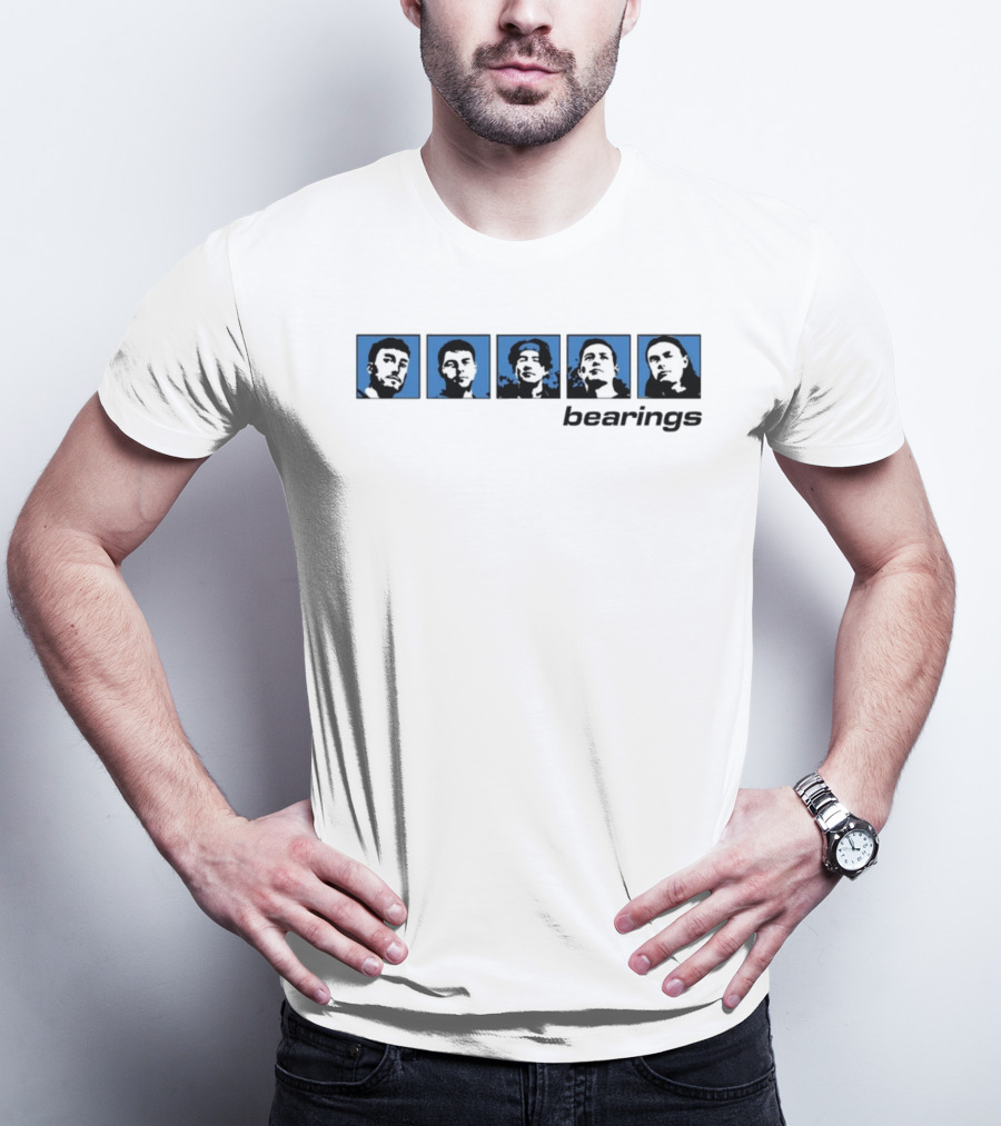 Bearings Band Members Blue Square Portraits T-Shirt