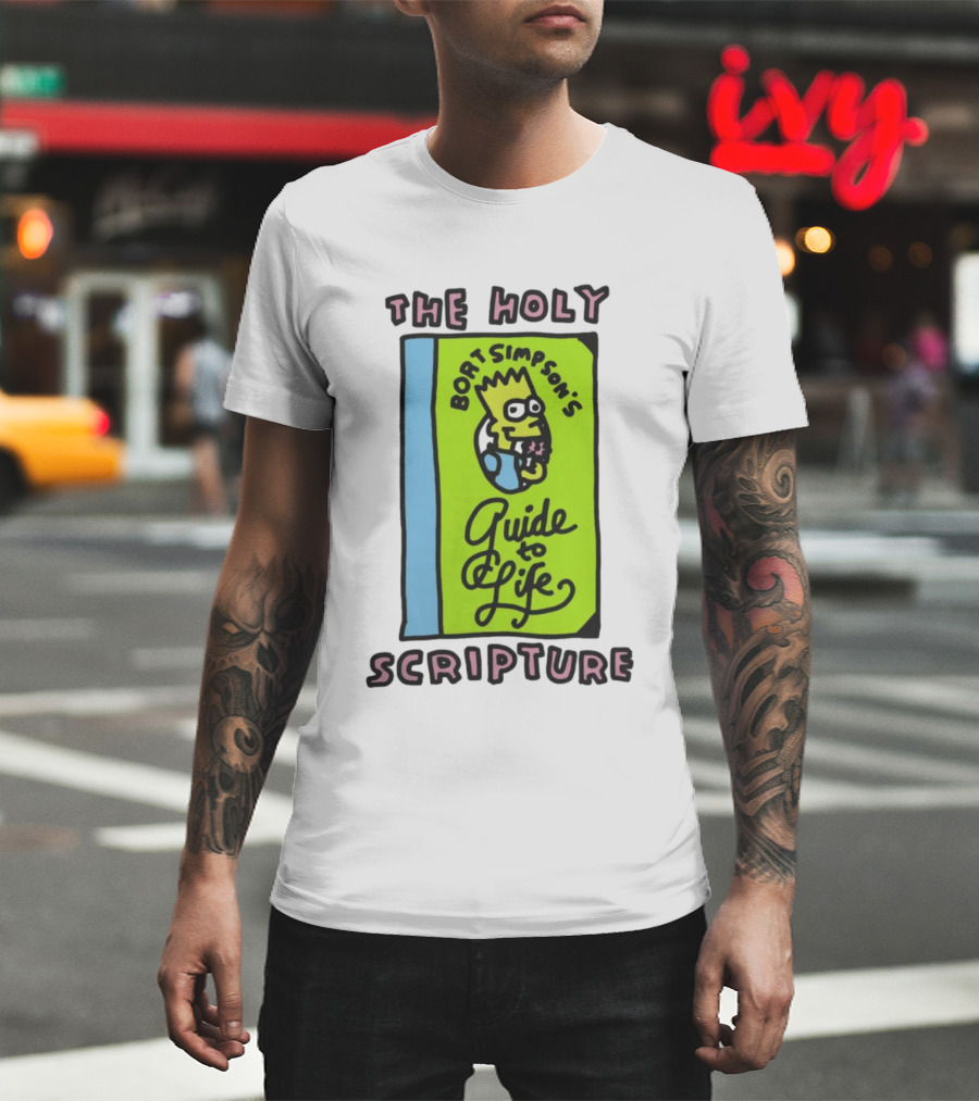 The Holy Bort Simpson's Guide To Life Scripture Book Cover T-Shirt