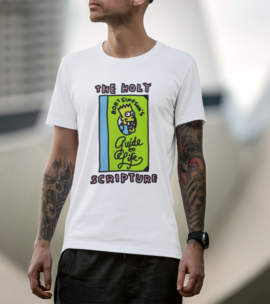 The Holy Bort Simpson's Guide To Life Scripture Book Cover T-Shirt