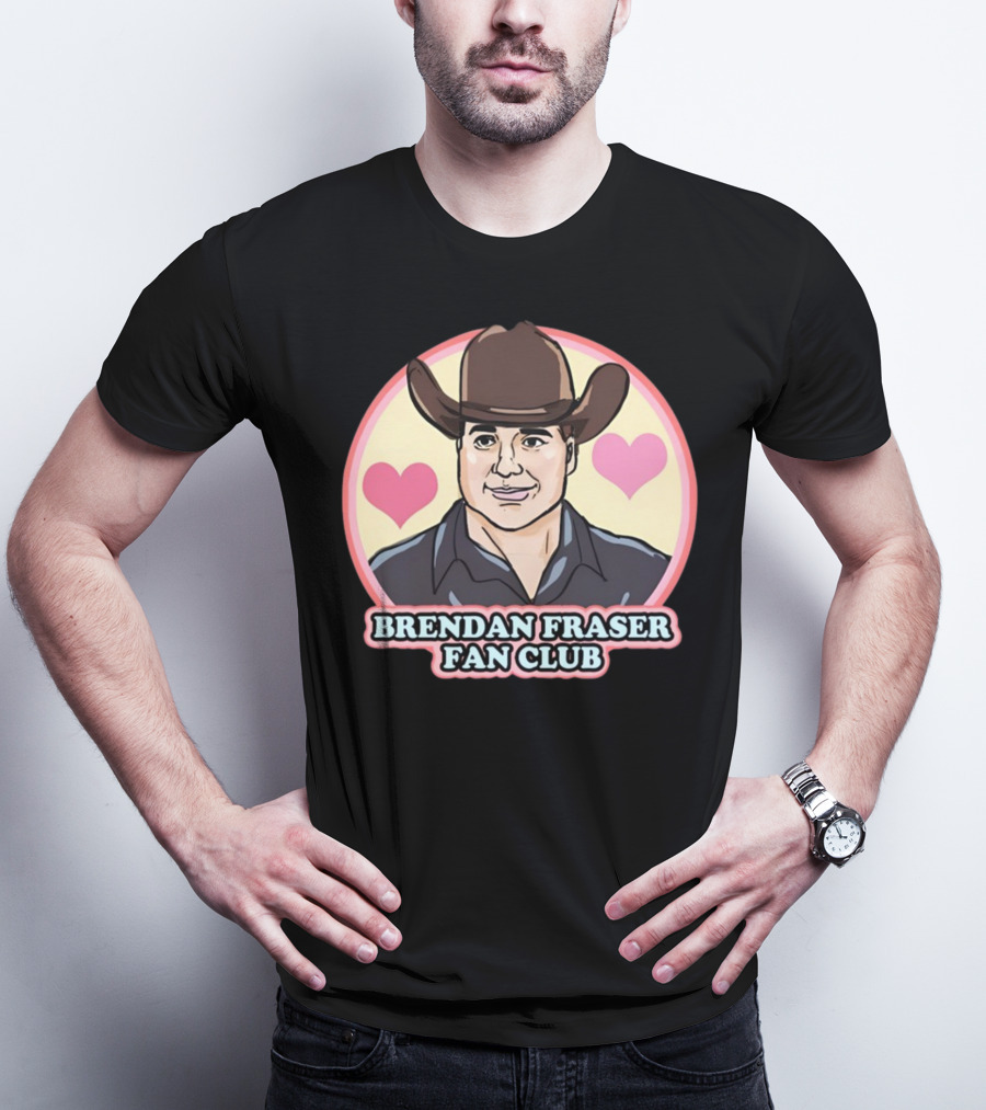 Brendan Fraser Fan Club Cowboy Hat Heart T-Shirt
