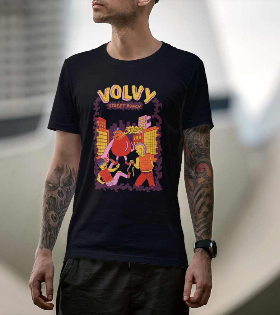 Volvy Street Punch Stop Doing Crime Retro Action T-Shirt
