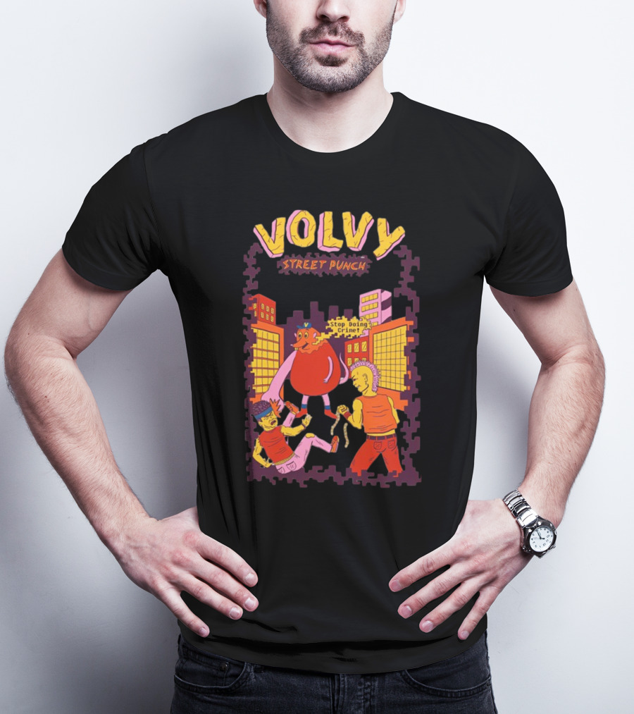 Volvy Street Punch Stop Doing Crime Retro Action T-Shirt