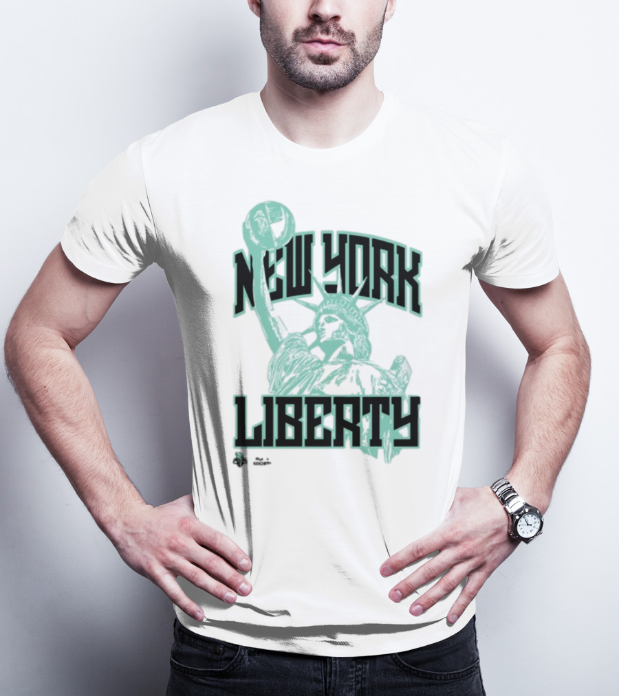 New York Liberty Playa Society Team Statue Of Liberty Basketball T-Shirt