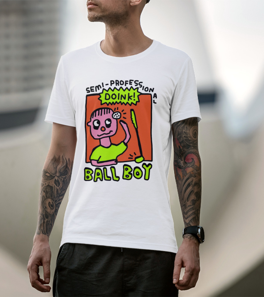 Semi-Professional Doink Ball Boy Comic Character With Club And Speech Bubble T-Shirt