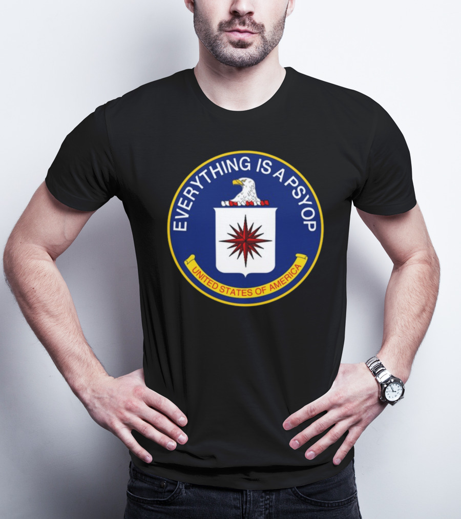 Shitheadsteve Everything Is A Psyop United States Of America CIA Parody Emblem T-Shirt