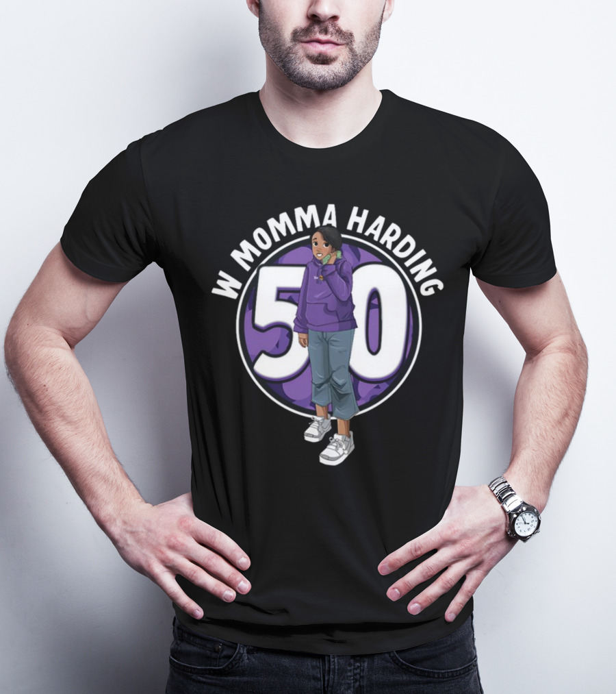 W Momma Harding 50 Purple Hoodie And Sneakers Cartoon T-Shirt
