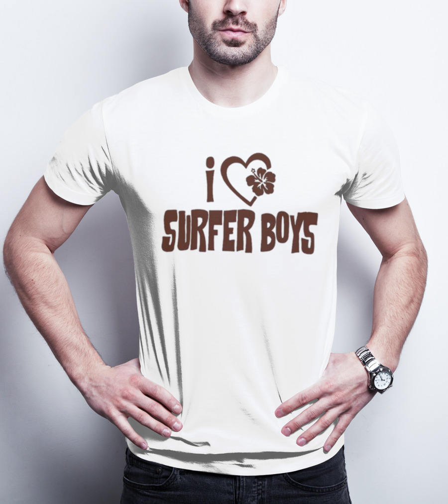 I Love Surfer Boys Flower Heart T-Shirt
