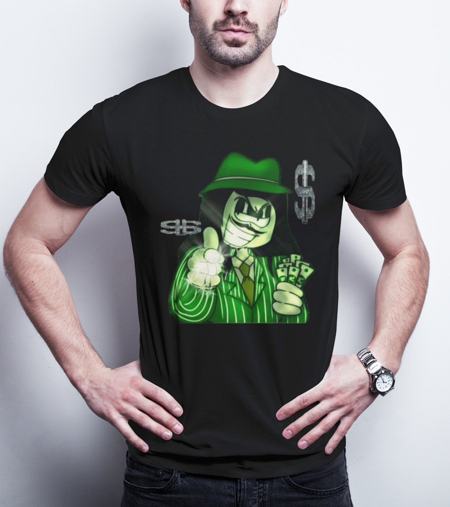Green Gangsta Spongewhang With Money And Dollar Signs T-Shirt