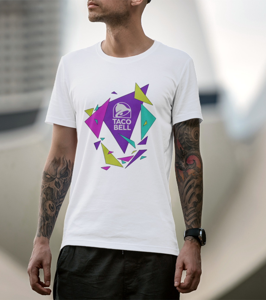 Taco Bell Logo Neon Geometric Shapes T-Shirt