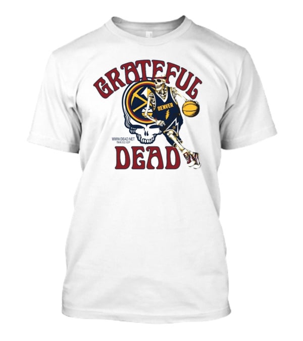 Grateful Dead Denver Nuggets Skull Skeleton Basketball Player T-Shirt
