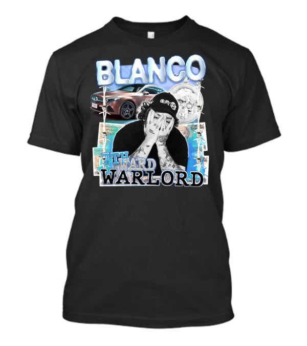 Blanco 7Thward Warlord Money Car Skull Tattoo Barbed Wire Aesthetic T-Shirt