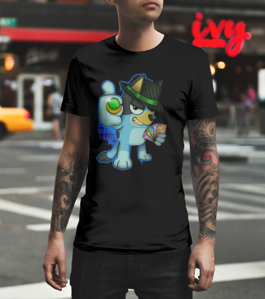 Bluepin Poker Dog With Fedora And Gem در Poker Cards T-Shirt