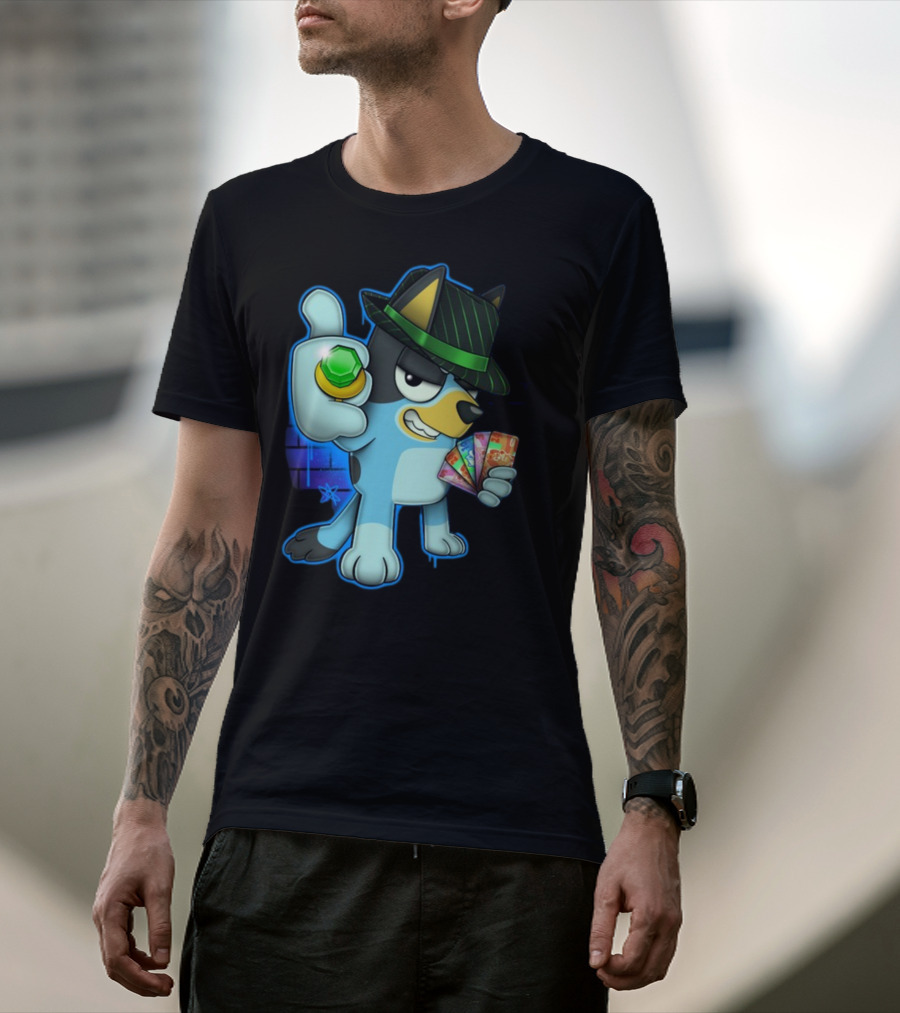 Bluepin Poker Dog With Fedora And Gem در Poker Cards T-Shirt