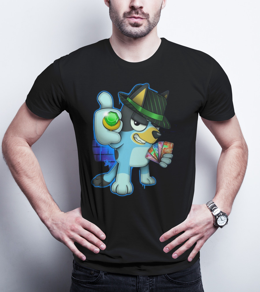 Bluepin Poker Dog With Fedora And Gem در Poker Cards T-Shirt