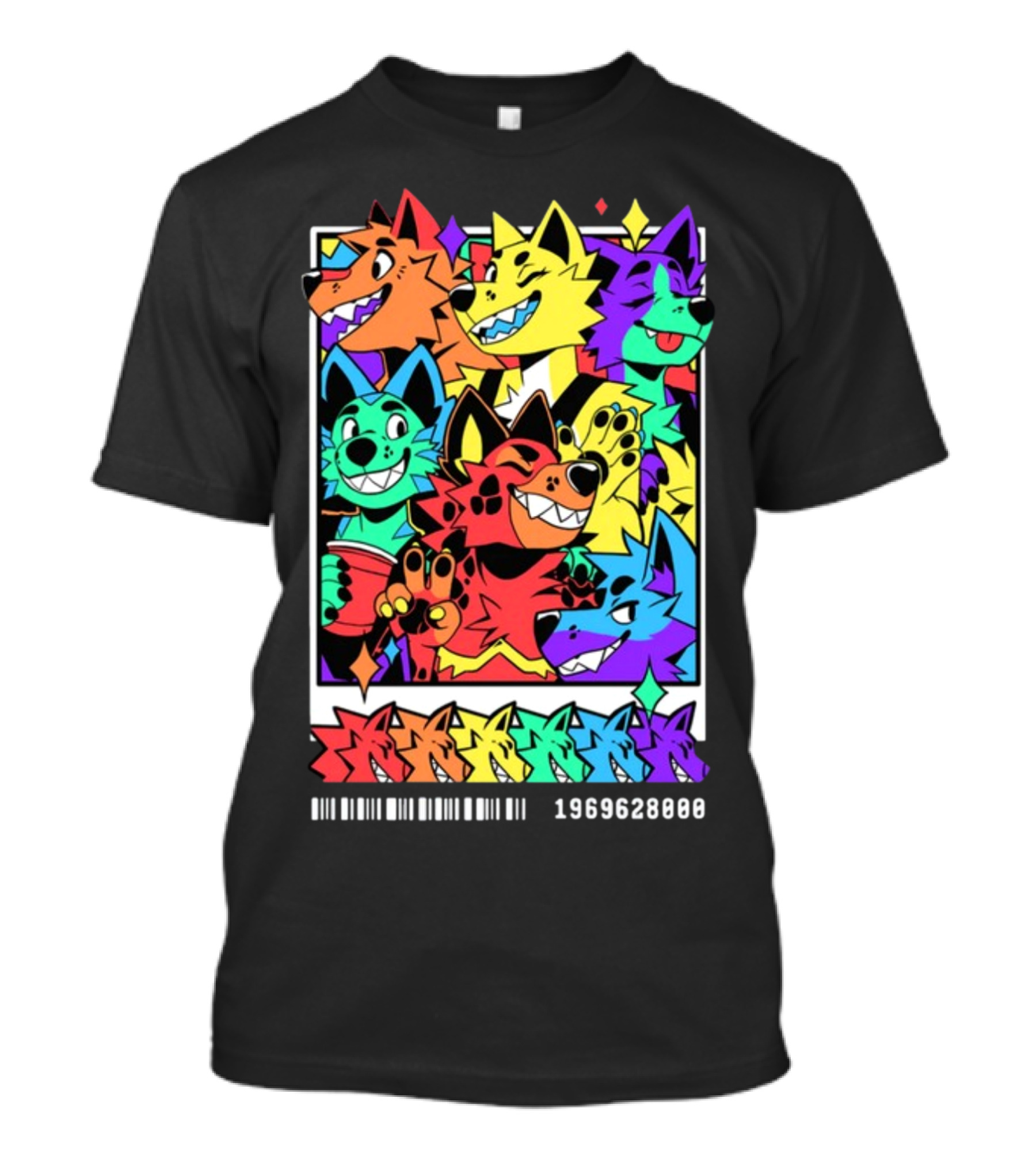 Nomadcomplex Pawlaroid Pride Colorful Wolf Characters Barcode 1969628000 T-Shirt