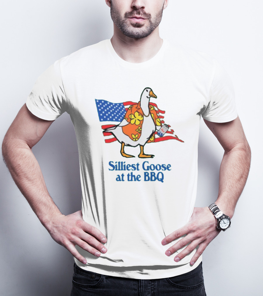 Silliest Goose At The BBQ Patriotic Hawaiian Shirt USA Flag T-Shirt