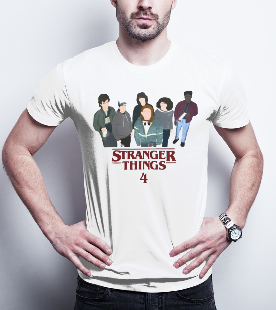 Stranger Things 4 Cast Illustration Steve Harrington Group T-Shirt