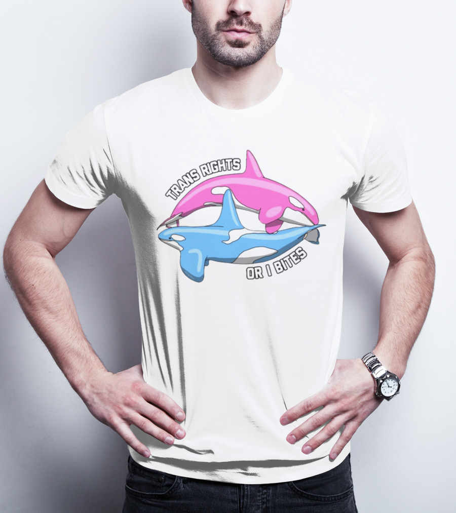 Trans Rights Or I Bites Pink And Blue Dolphins T-Shirt