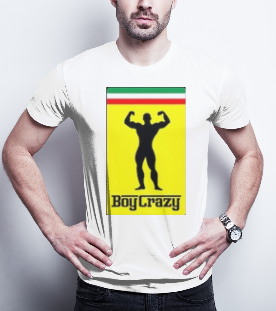 Boy Crazy Italia Bodybuilding Silhouette Italian Flag T-Shirt