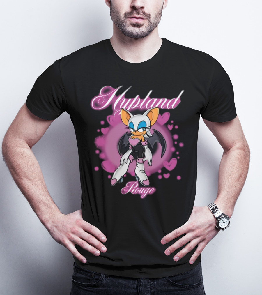 Hypland Rouge Bat Character Surrounded By Pink Hearts T-Shirt