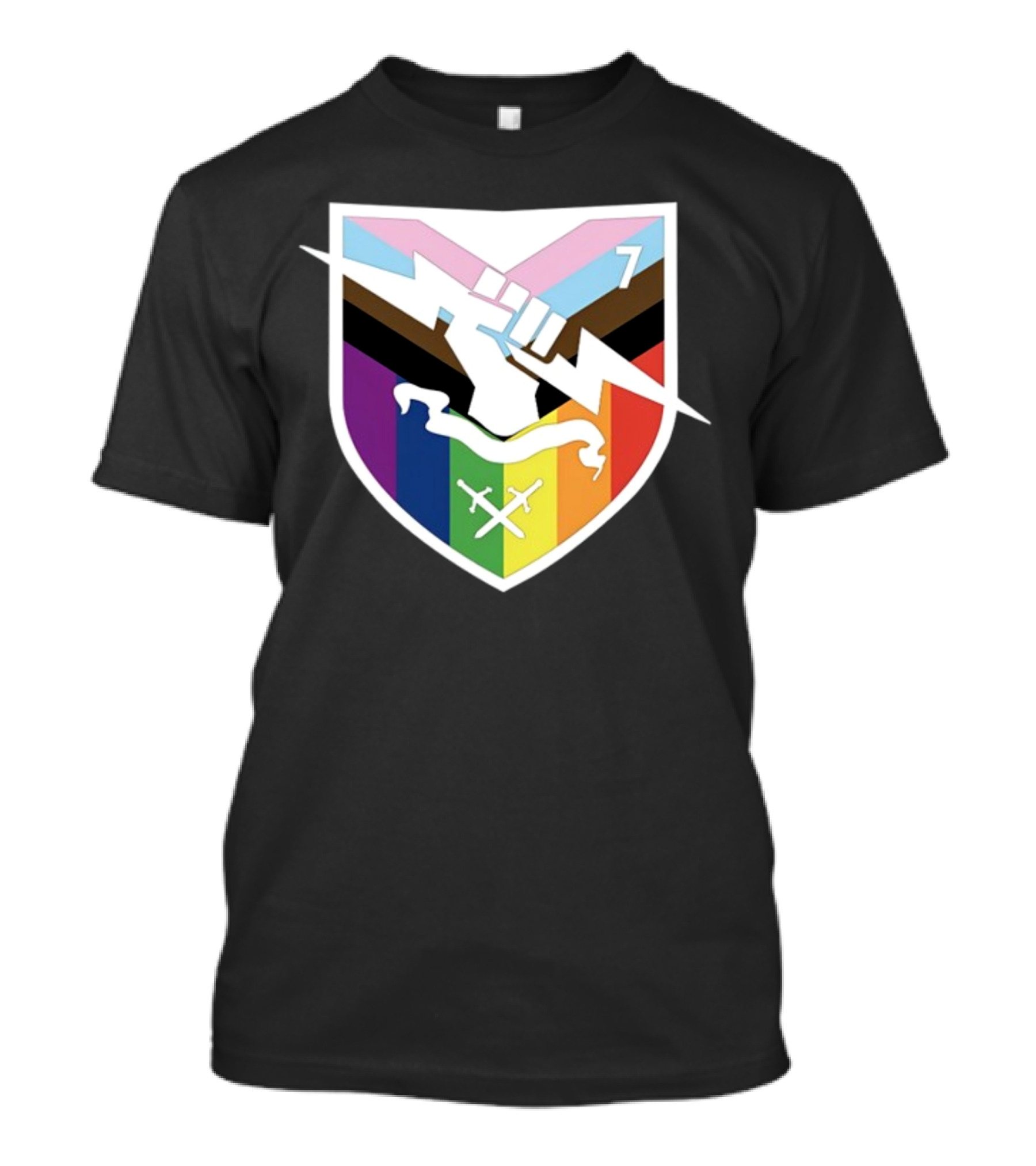 Bungie Pride Progress Flag Fist Lightning Shield T-Shirt