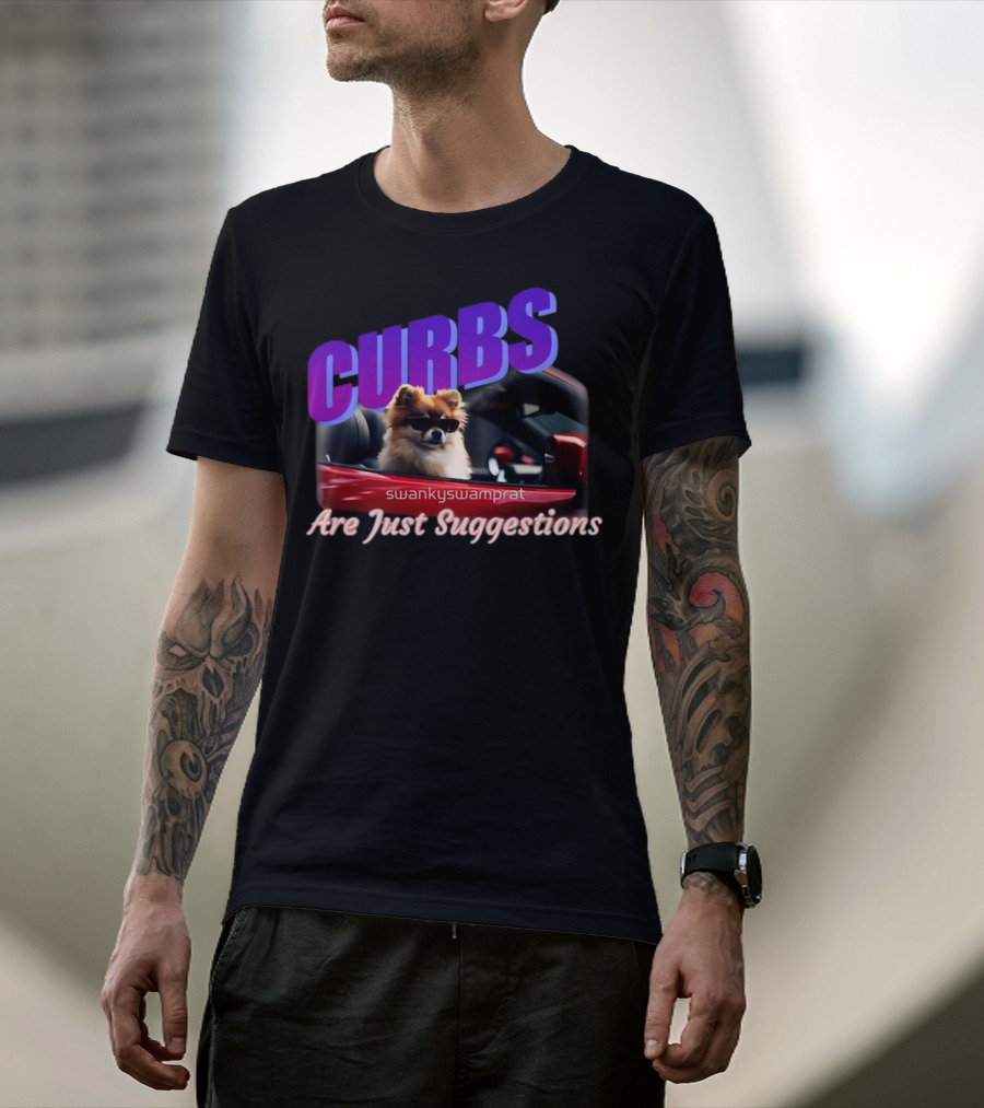 Curbs Are Just Suggestions SwankySwamprat Dog In Car T-Shirt