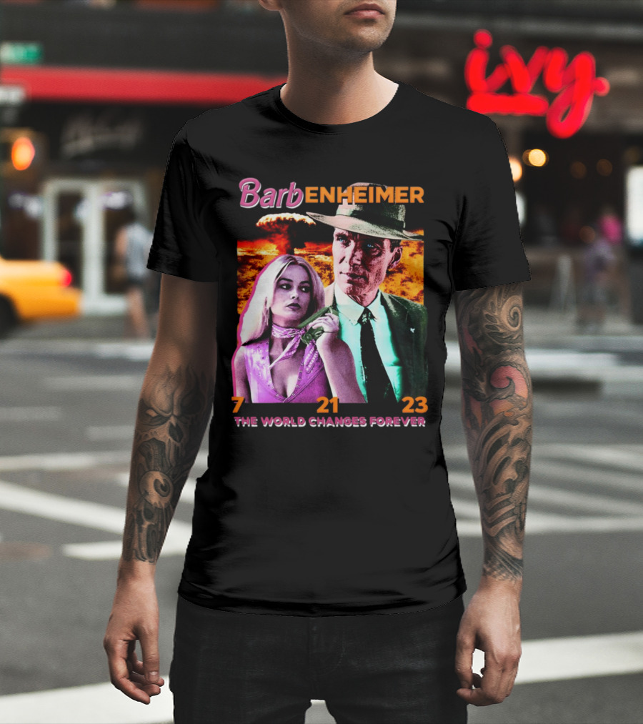 Barbenheimer The World Changes Forever 7 21 23 T-Shirt