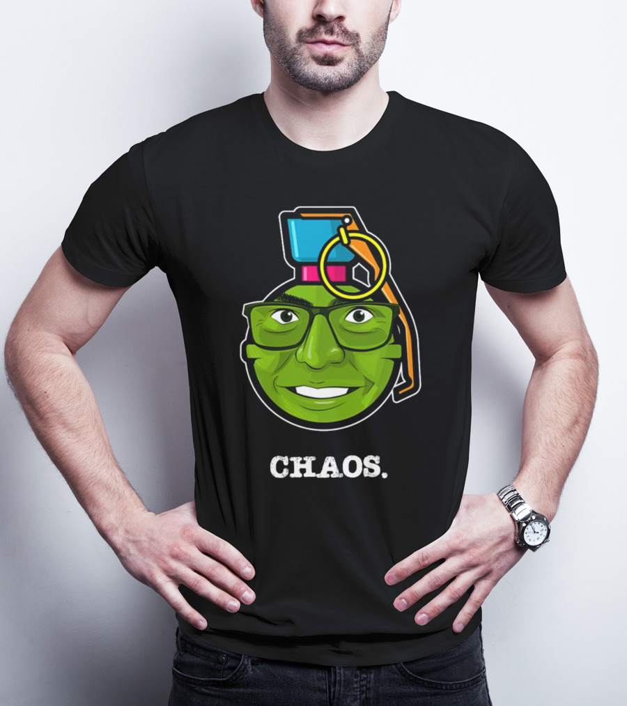CHAOS Grenade Green Face With Glasses T-Shirt