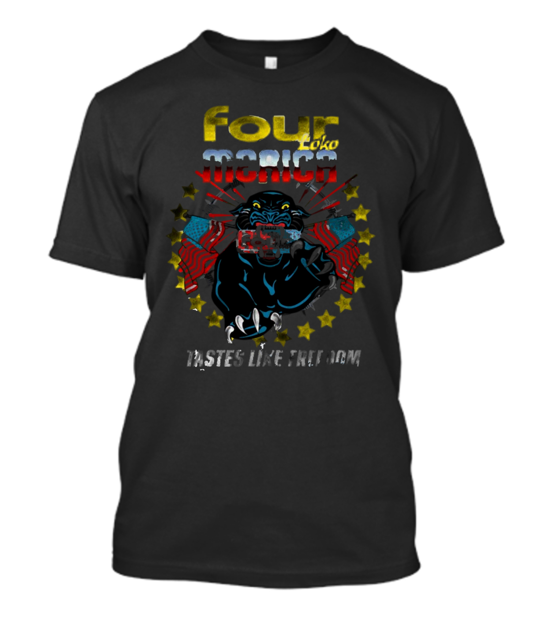 Four Loko Merica Panther With Guns Tastes Like Freedom T-Shirt