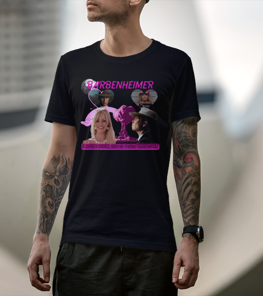 Barbenheimer Imagination Life Is Your Creation Barbie Oppenheimer Disco Heart Explosion T-Shirt