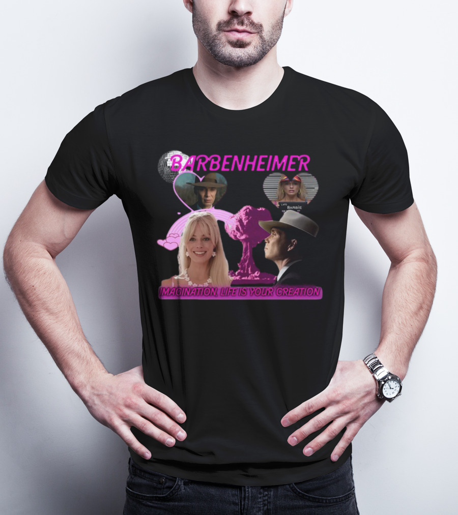 Barbenheimer Imagination Life Is Your Creation Barbie Oppenheimer Disco Heart Explosion T-Shirt